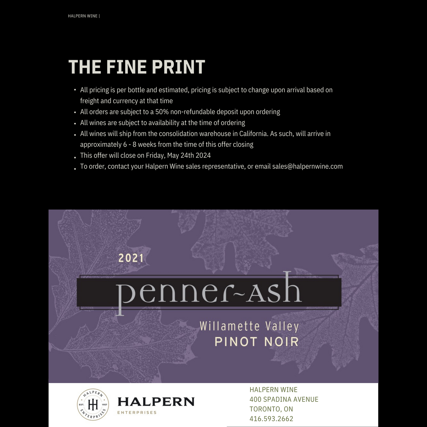 Offer – Halpern Wine Enterprises